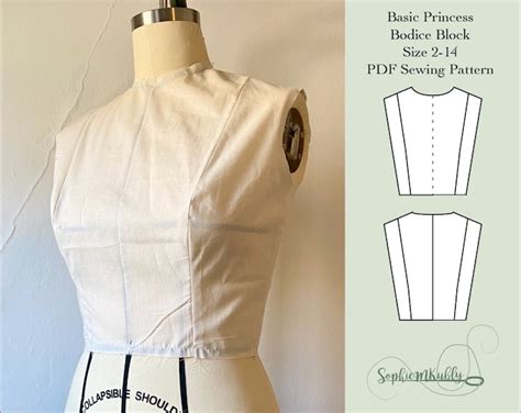 Basic Bodice Pattern Womens Slim Fit Princess Seam Bodice Digital