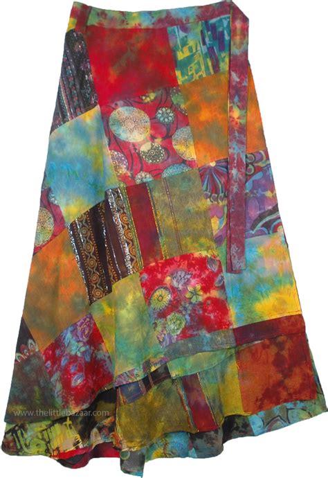 Wrap Around Skirt Long For Plus Size In Patchwork Clothing Sale On