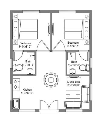 500 Sq Ft House Plan 2 Bedrooms Edrawmax Templates