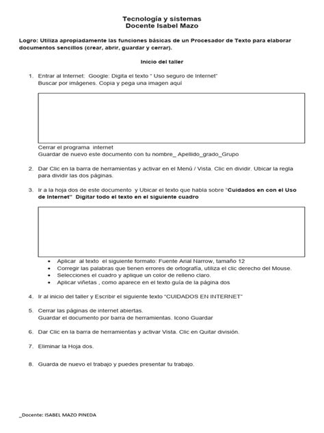 Taller 3 Procesador De Texto Sex 2 Pdf