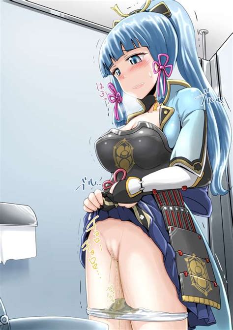 Rule 34 Bathroom Bathroom Stall Blue Hair Censored Genshin Impact