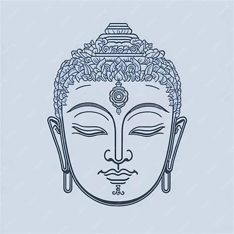 Icono Lineal De Cara De Buda Vector Premium