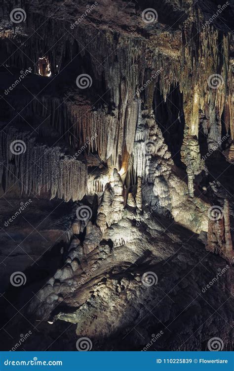 Karst Cave With Stalactites And Stalagmites In Luray Caverns Luray