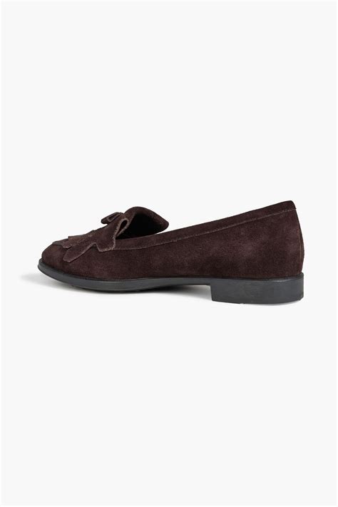 Tods Bow Fringed Suede Loafers Chic And Stylish Footwear For Women