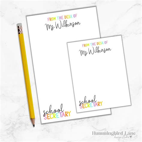 School Secretary Notepad Personalized Secretary Notepad T For