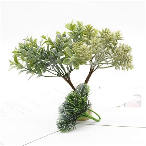 6 Pieces Artificial Plants Pine Needles Succulent Vicedeal