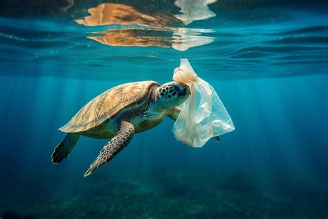 Sea Turtle Eat Plastic Bag Ocean Pollution Concept 23809219 Stock