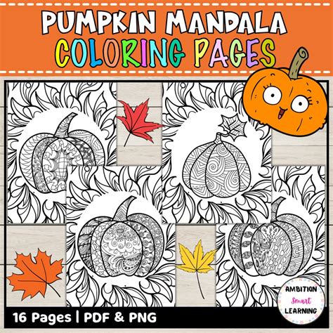 Pumpkin Mandala Zentangle Coloring Pages Halloween Pumpkin Mandala
