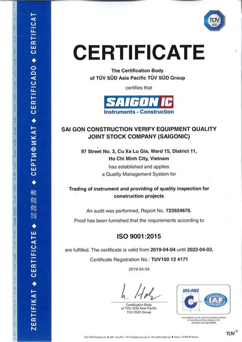 Tuv Sud Certifies That Saigonic Applied Quality Management System For