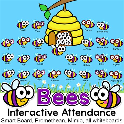 Bee Theme Interactive Attendance With Optional Lunch Count For All