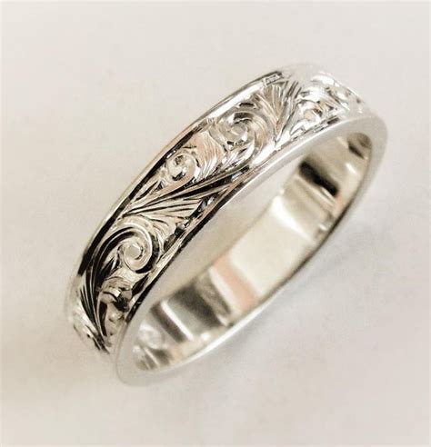 Scroll Wedding Ring Custom Signet Ring Scroll Wedding Ring Hand