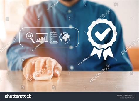 Businessman Working Sign Certification Standardization Process Stock