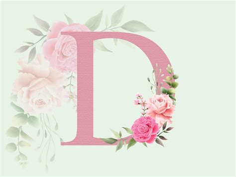 Beautiful Alphabet D With Floral Bouquet 7875260 Vector Art At Vecteezy