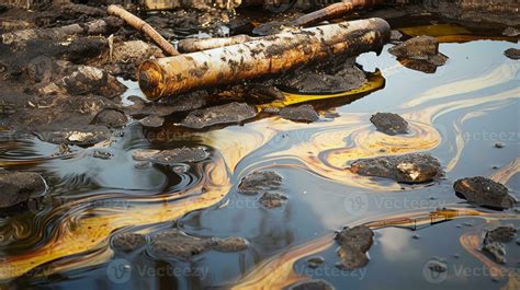 Close Up Of Polluted Water With Oil Sheens Generative Ai 29268060