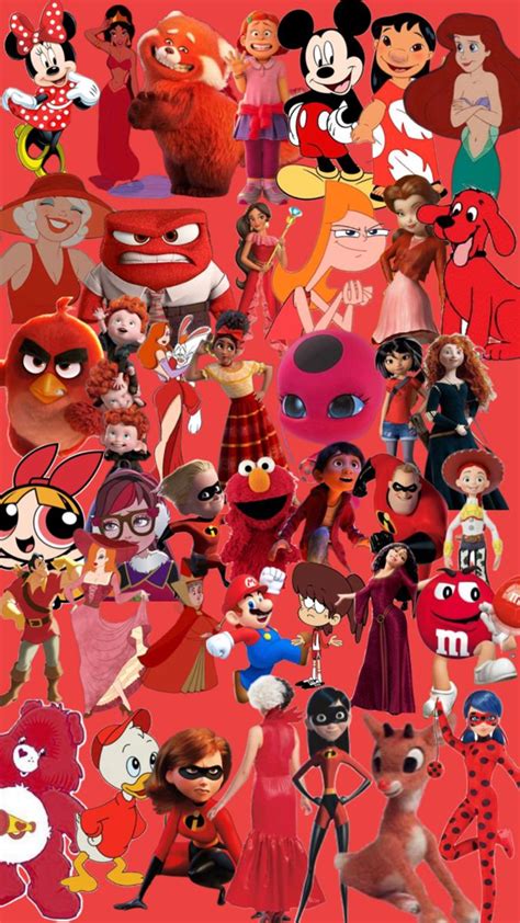 Red Disney Characters In 2025 Disney Character Art Funny Nursery