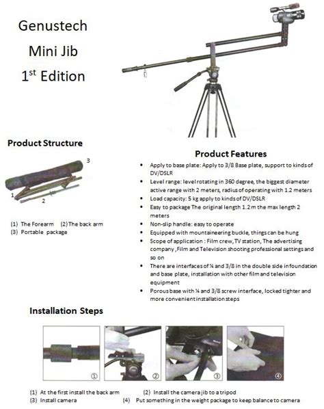 Genustech G Minijib Genus Mini Jib Kit Jib 1 Crane
