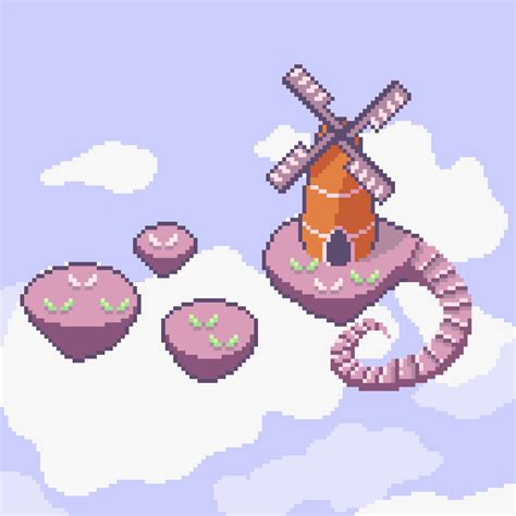 Windmill Above Clouds R Pixelart