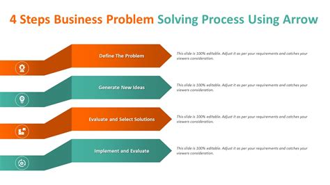4 Steps Business Problem Solving Process Using Arrow Powerpoint Tempate