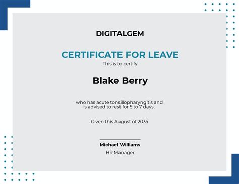 20 Free Leave Certificate Templates Customize And Download