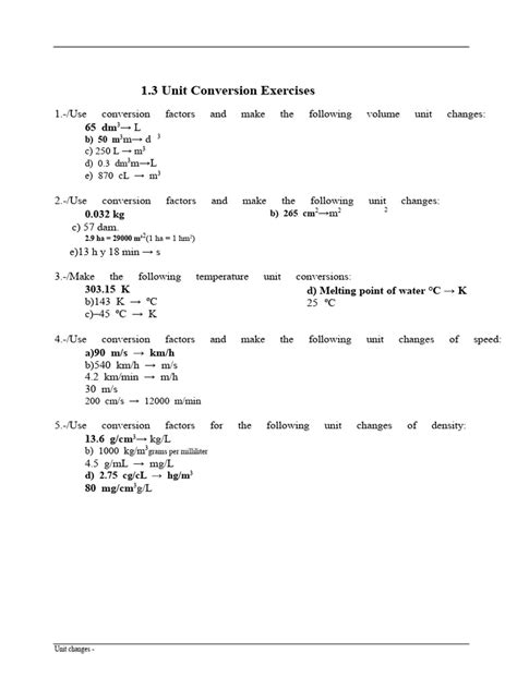 Unit Conversion Exercises And Solutions Pdf
