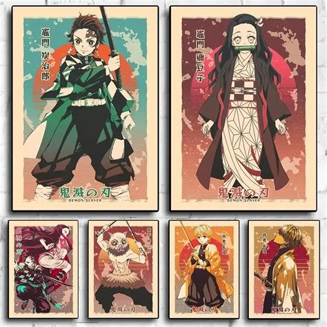 Anime Demon Slayer Wall Posters Kimetsu No Yaiba Canvas Art Manga