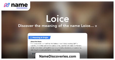 Loice Name Meaning And Origin