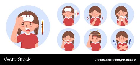 Flu Symptoms Girl Royalty Free Vector Image Vectorstock