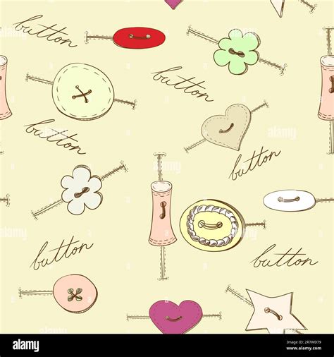 Seamless Wallpaper With Various Sewing Button Stock Vector Image And Art Alamy