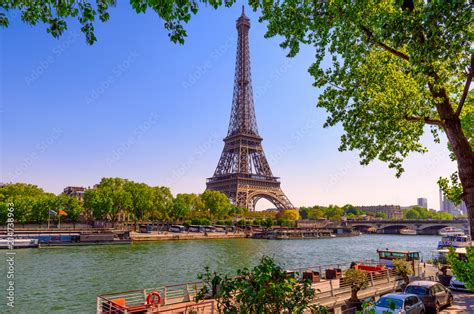 View Of Eiffel Tower And River Seine At Sunrise In Paris France Eiffel Tower Is One Of The