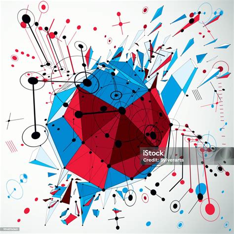 바우하우스 미술 3d 구성 낮은 폴 리 변형 개체 관점 다채로운 모듈형 벡터 벽지를 사용 하 여 만든 서클 메쉬 전선 책자 표지 템플릿으로 사용 하기 위해 그래픽 배경