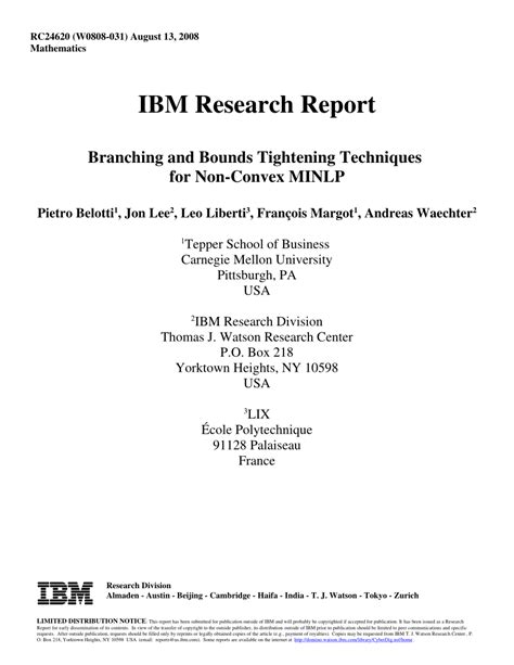 Pdf Branching And Bounds Tightening Techniques For Non Convex Minlp