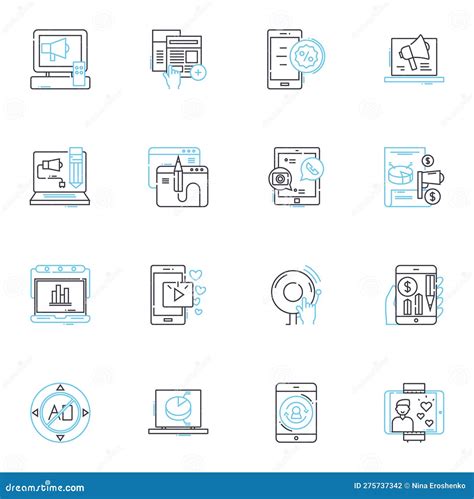 Digital Strategies Linear Icons Set Analytics Automation Branding