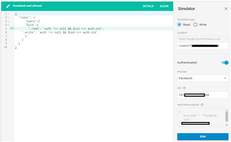 Javascript Firebase Security Rules Private User Data Stack Overflow