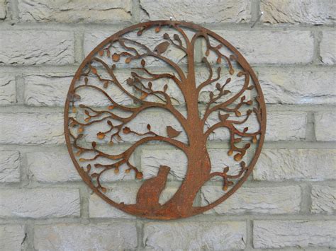 Cat And Bird In Tree Wall Hanging Art Rusty Metal Tree Of Life Wall