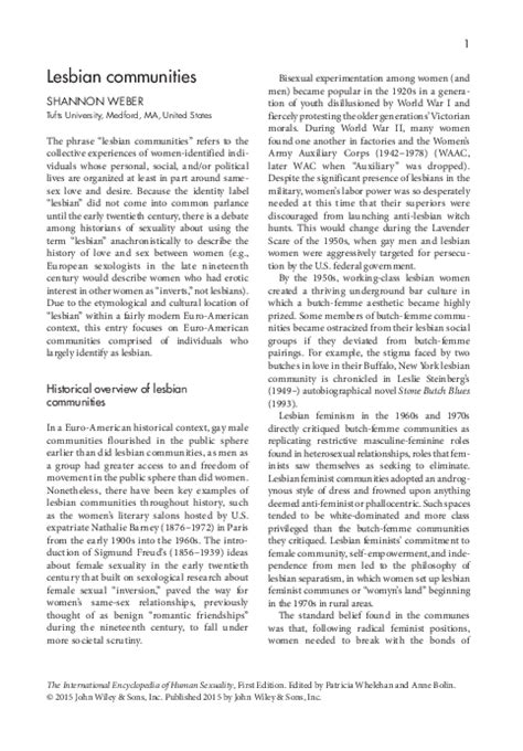 Pdf Lesbian Communities International Encyclopedia Of Human Sexuality