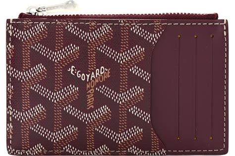 Goyard Bourbon Zipped Card Holder Burgundy In Canvas Us