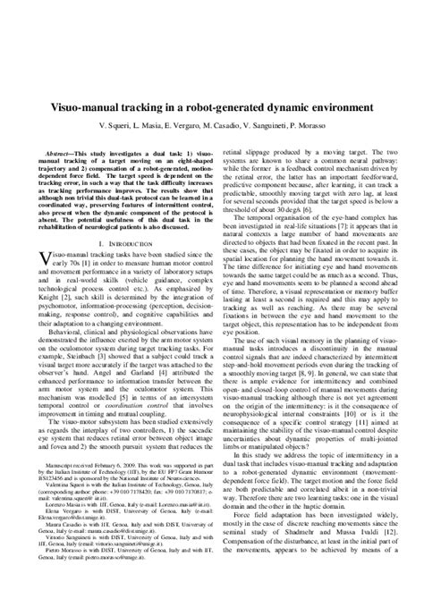 Pdf Visuo Manual Tracking In A Robot Generated Dynamic Environment