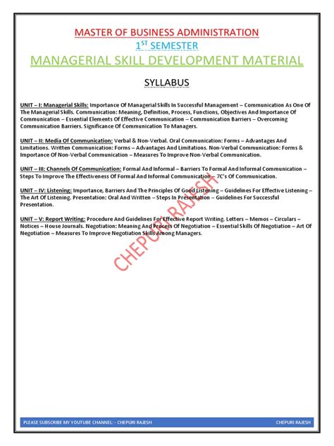 Managerial Skill Development Material Pdf Communication Nonverbal