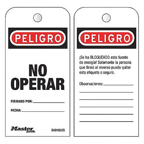 Master Lock Etiqueta Seguridad3peligrono Operar 48xm58 S4810les
