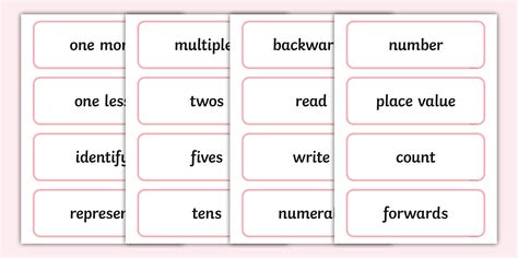 👉 Year 1 Number And Place Value Maths Vocabulary Cards