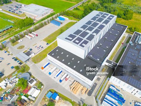 Aerial View Of Distribution Center Drone Photo Of Industrial Logistics