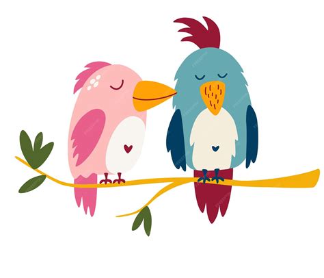 Cute Cartoon Love Birds