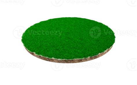 Grass Circle Isolated 3d Illustration Round Soil Ground Cross Section