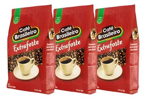 Kit 3 Café Brasileiro Torrado E Moído Extraforte 500g Frete Grátis