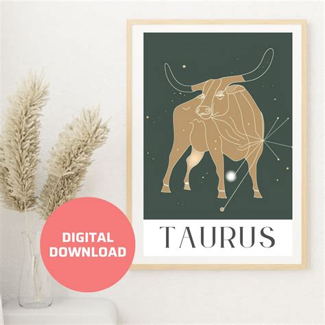 Taurus Taurus Poster Taurus Horoscope Taurus Neutral Zodiac Art