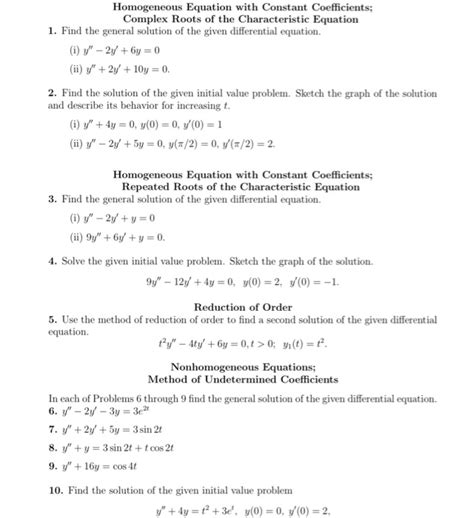 Solved Homogeneous Equation With Constant Coefficients