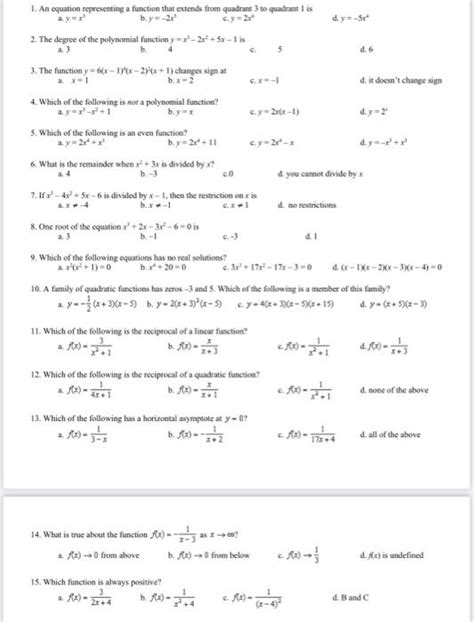 Solved 1 An Equation Representing A Function That Extends