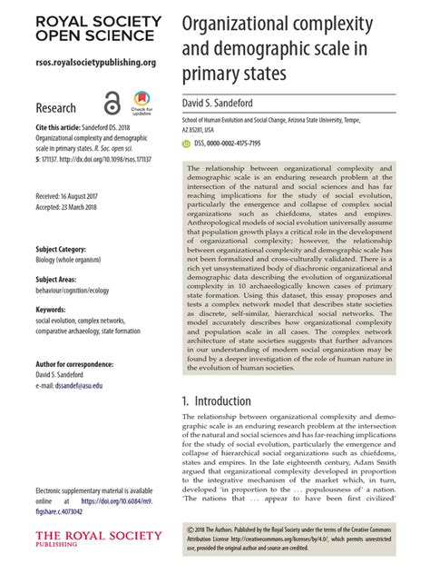 Organizational Complexity And Demographic Scale In Pdf Hierarchy