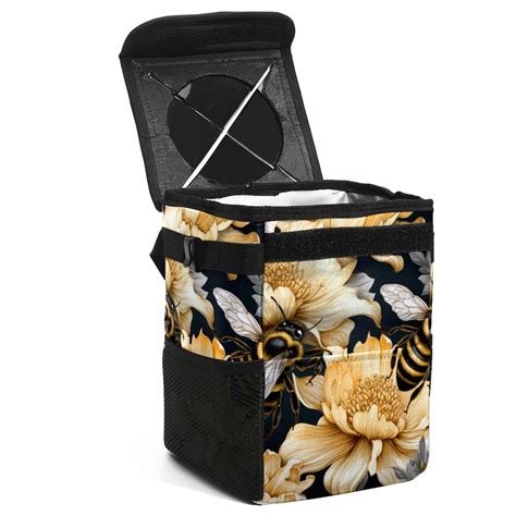 Honeybee Foldable Car Garbage Can With Lid Leak Proof Hanging Storage