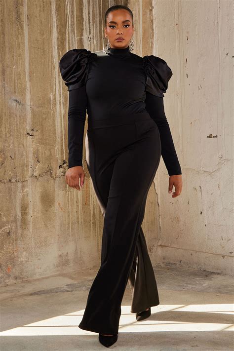 Abigail Puff Shoulder Bodysuit Black Fashion Nova